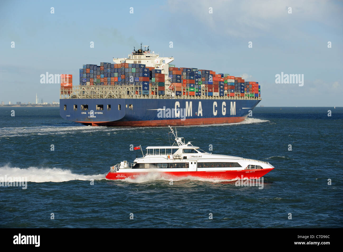Fastcat passenger ferry crossing The Solent southern England UK Passing ...