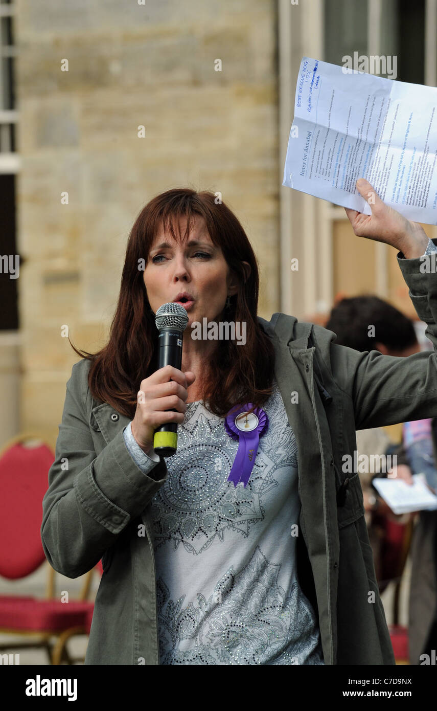 Television presenter Annabel Giles comperes the charity Pup Aid event ...