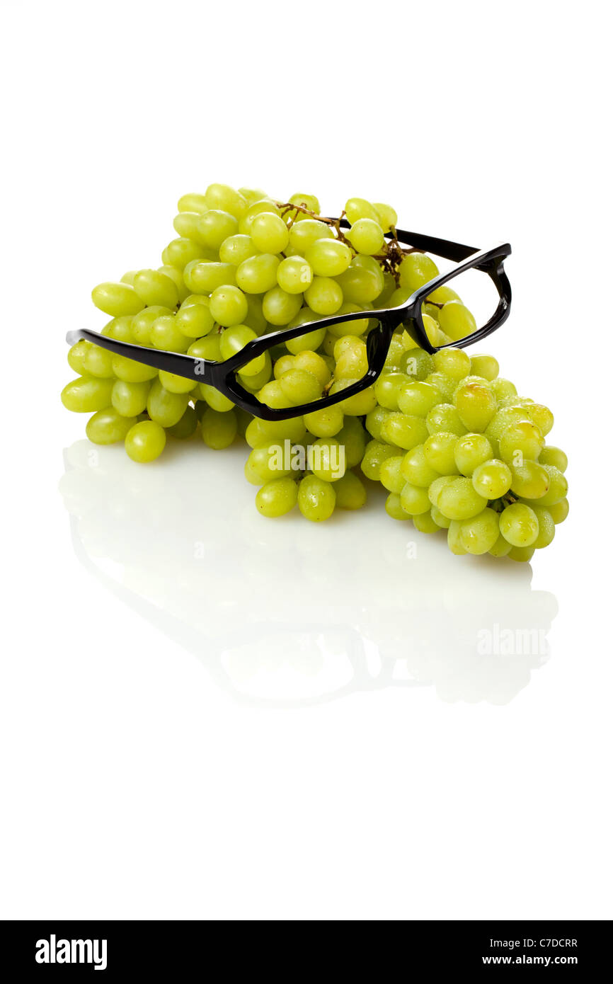 Grapes Wearing Glasses on White Background Stock Photo - Alamy