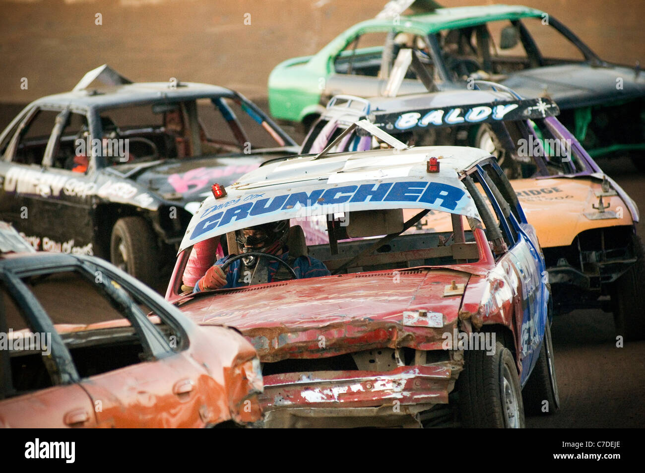 banger racing cars on track Stock Photo - Alamy