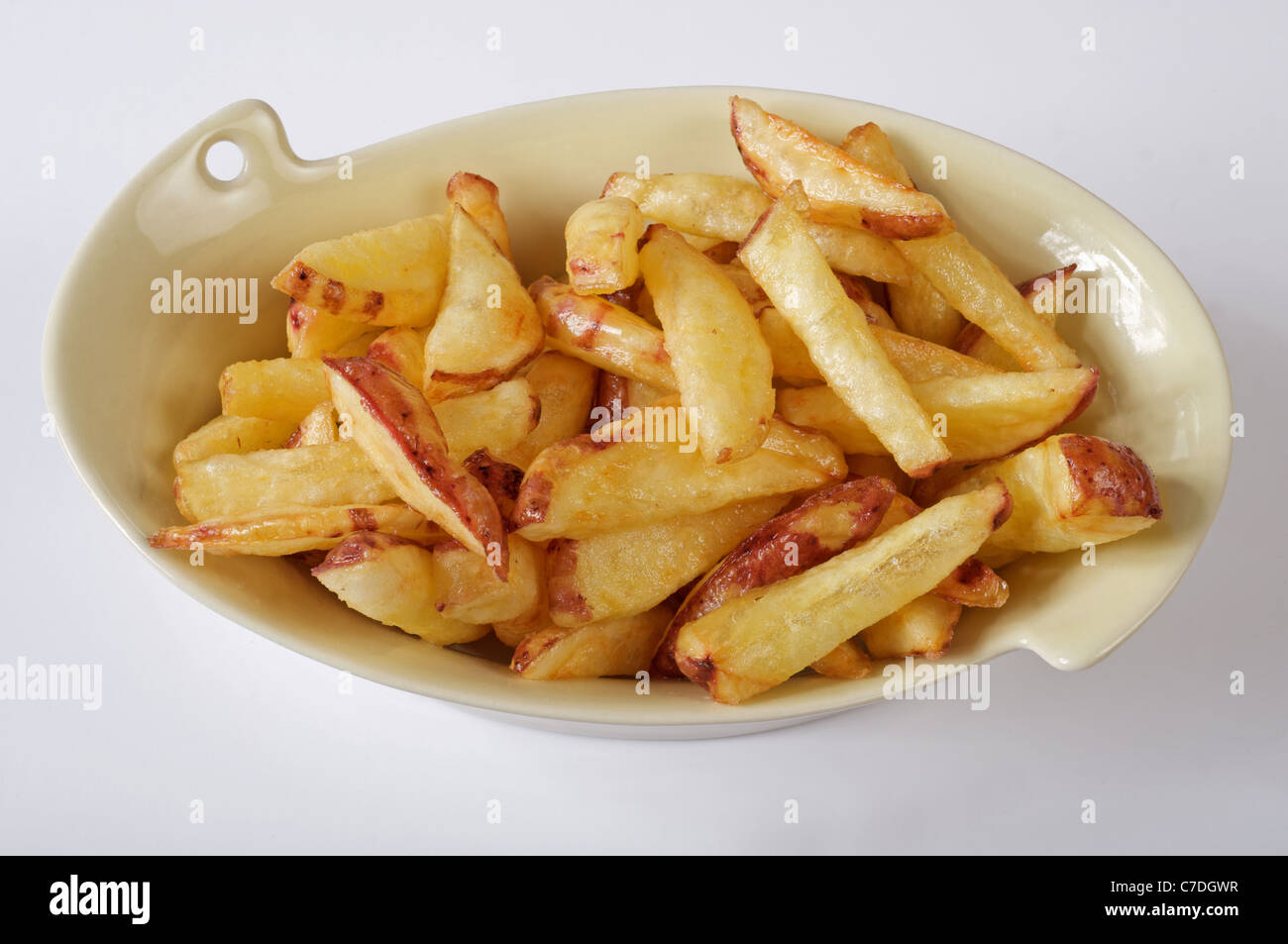Triple fried homemade potato chips with skins hi-res stock photography ...