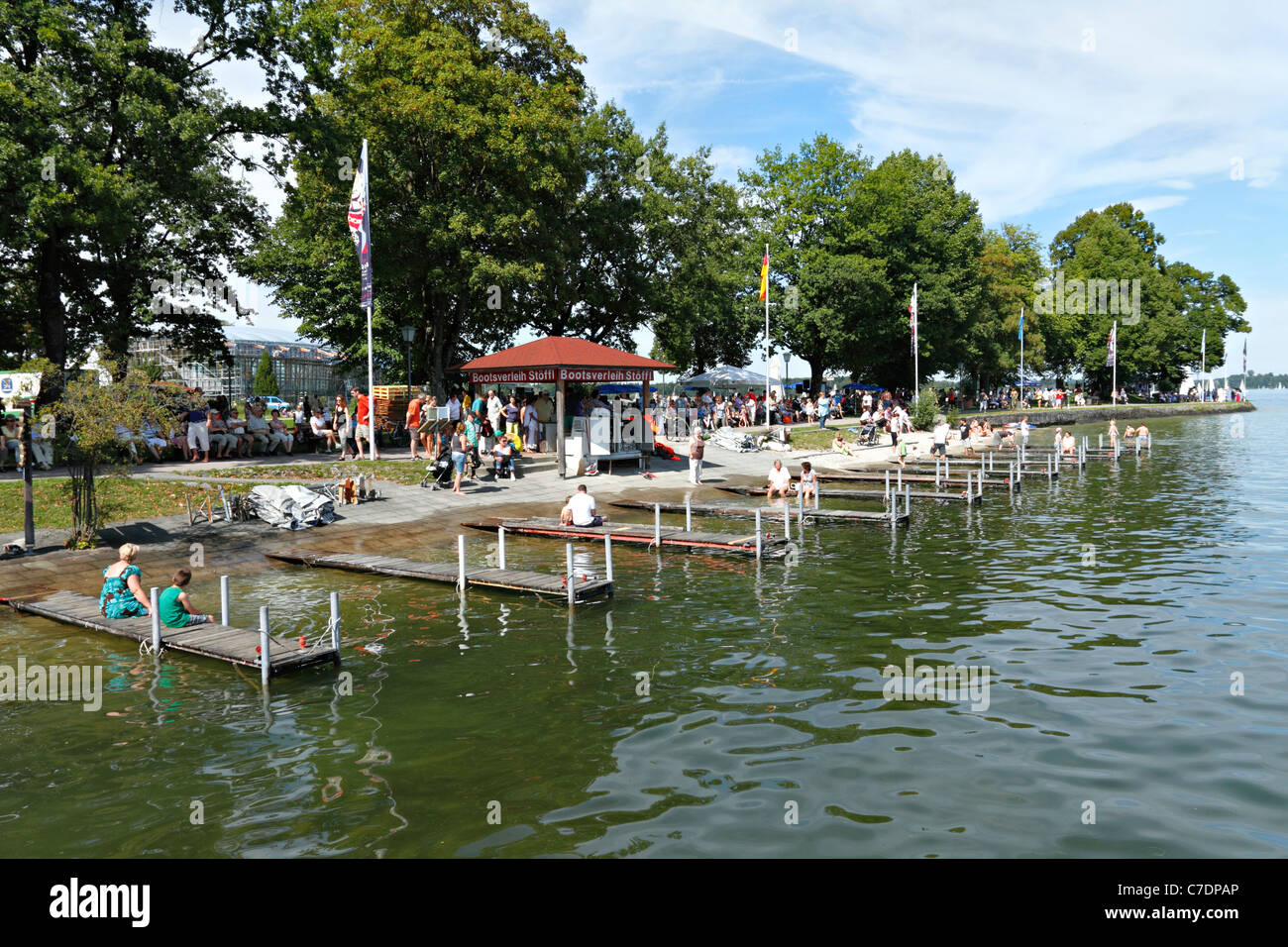 Prien Stock Peninsular in summer, Chiemsee Chiemgau Upper Bavaria ...