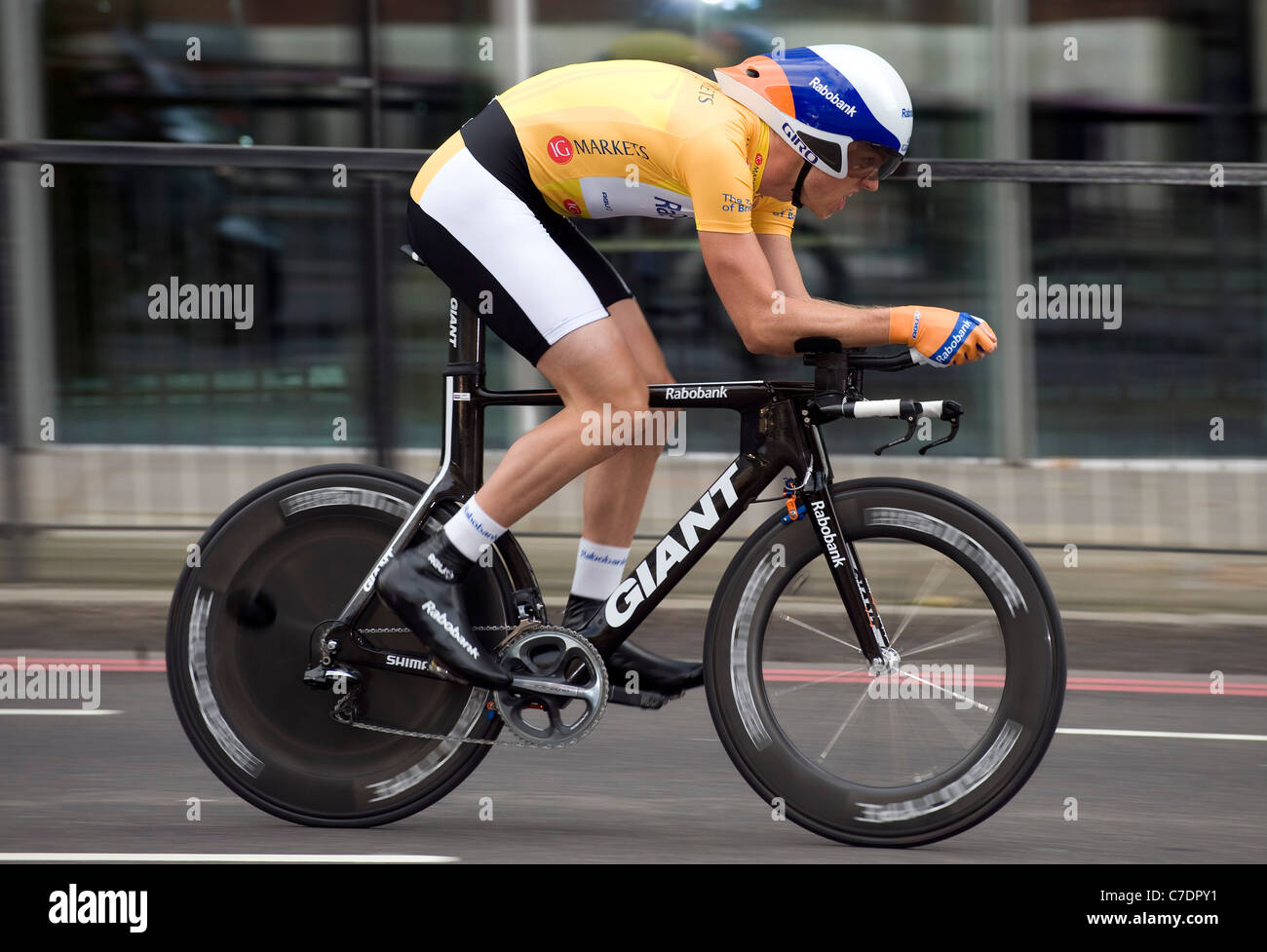 Lars Boom (NED) of Rabobank races in the time trial during stage 8 of ...