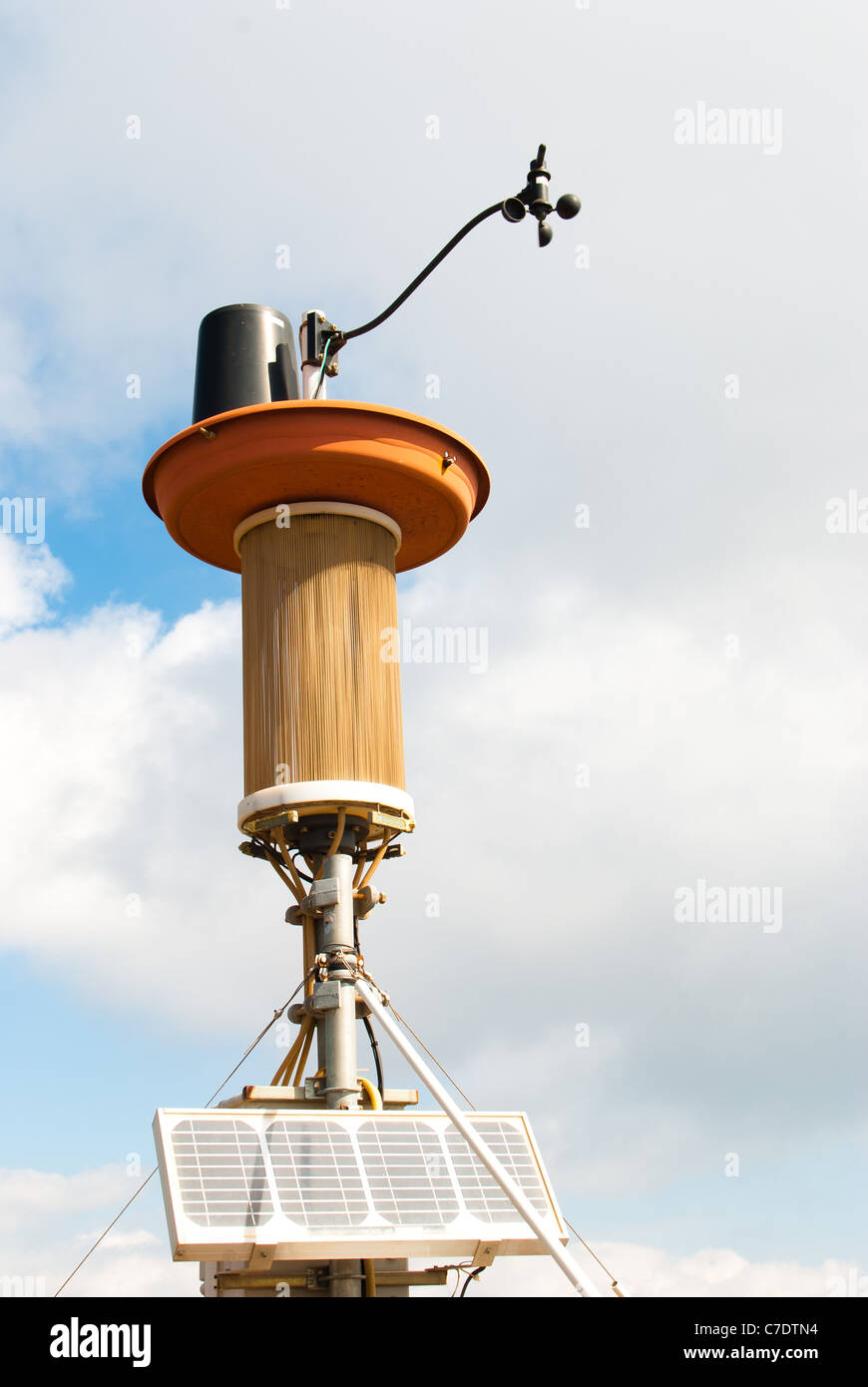 Solar powered weather station including anemometer and an air filter ...