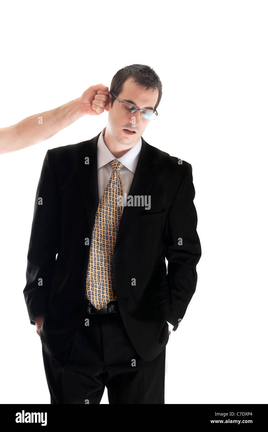 Isolated worker get a punch in head Stock Photo - Alamy