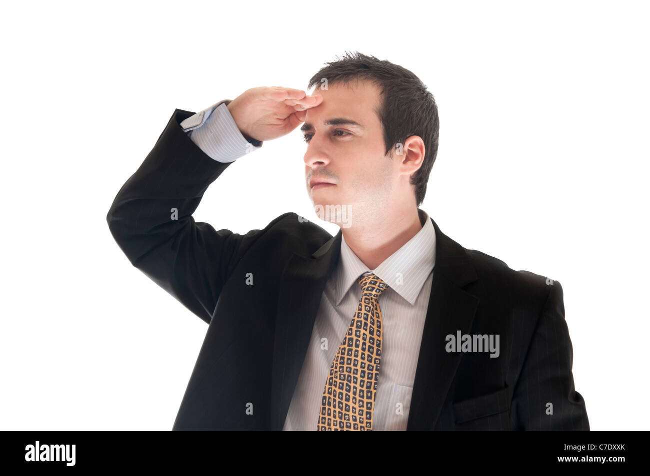 Isolated young business man watching Stock Photo - Alamy