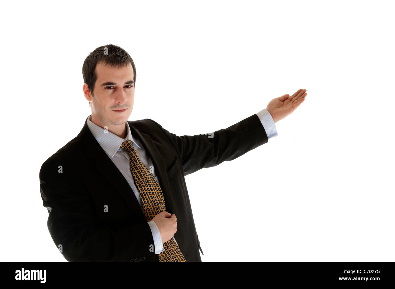 Business man presentation on white background Stock Photo - Alamy