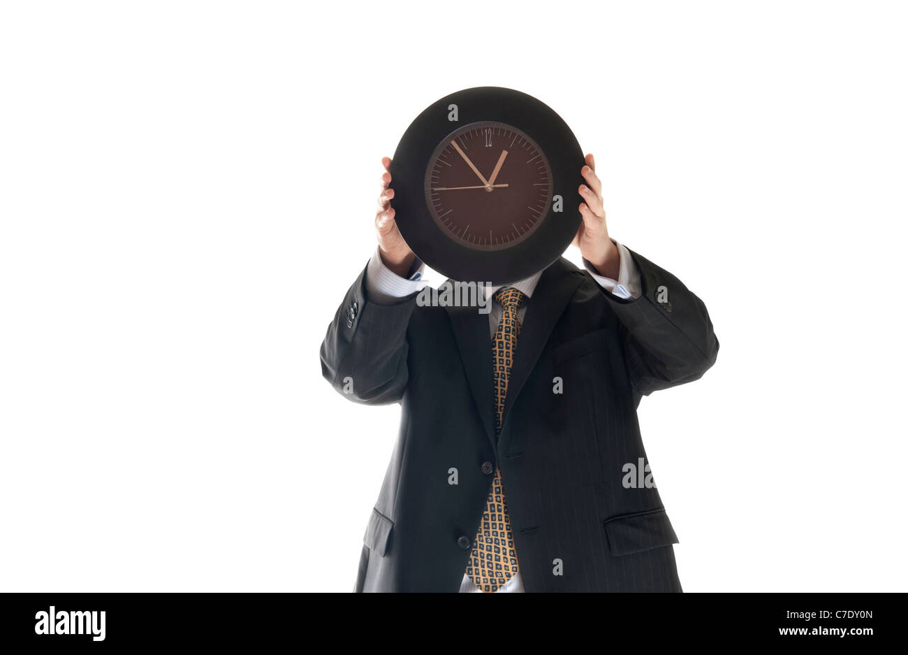 Isolated businesss man with clock Stock Photo - Alamy
