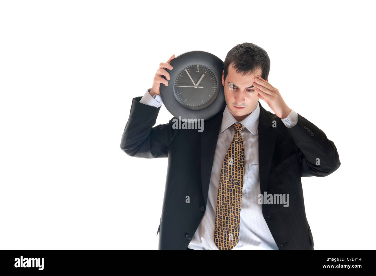 Isolated businesss man with clock Stock Photo - Alamy