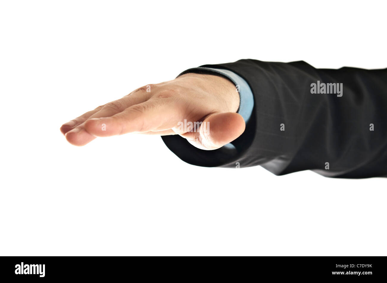 Isolated business man hand pressing something Stock Photo - Alamy