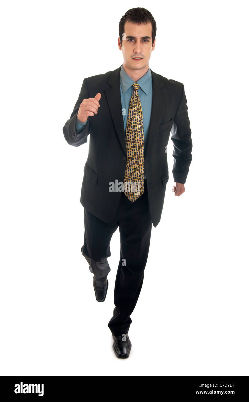 Isolated young business man running Stock Photo - Alamy