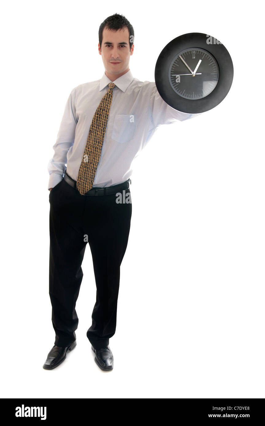 Clock man suit working Cut Out Stock Images & Pictures - Alamy