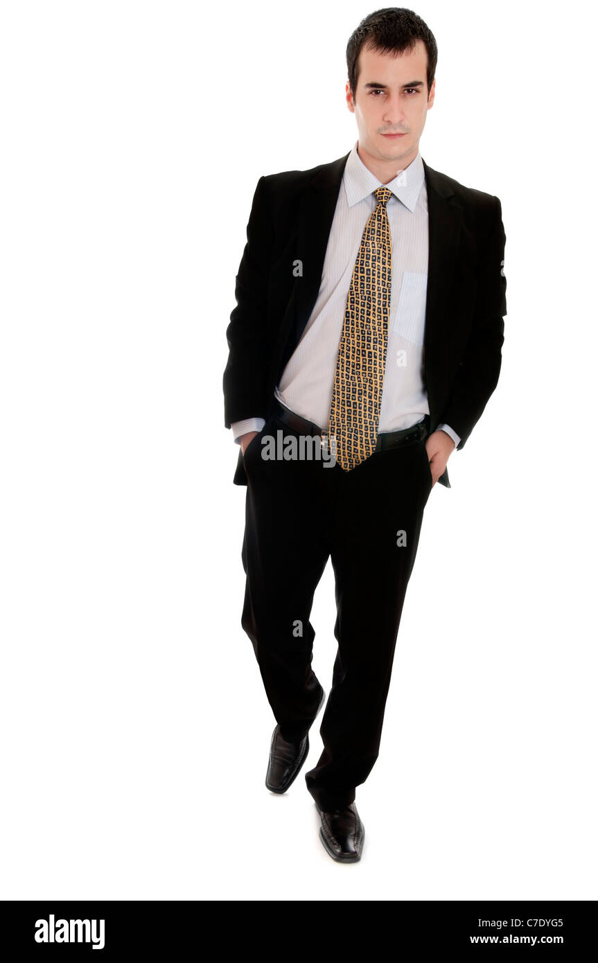 Isolated business man walking on white background Stock Photo - Alamy
