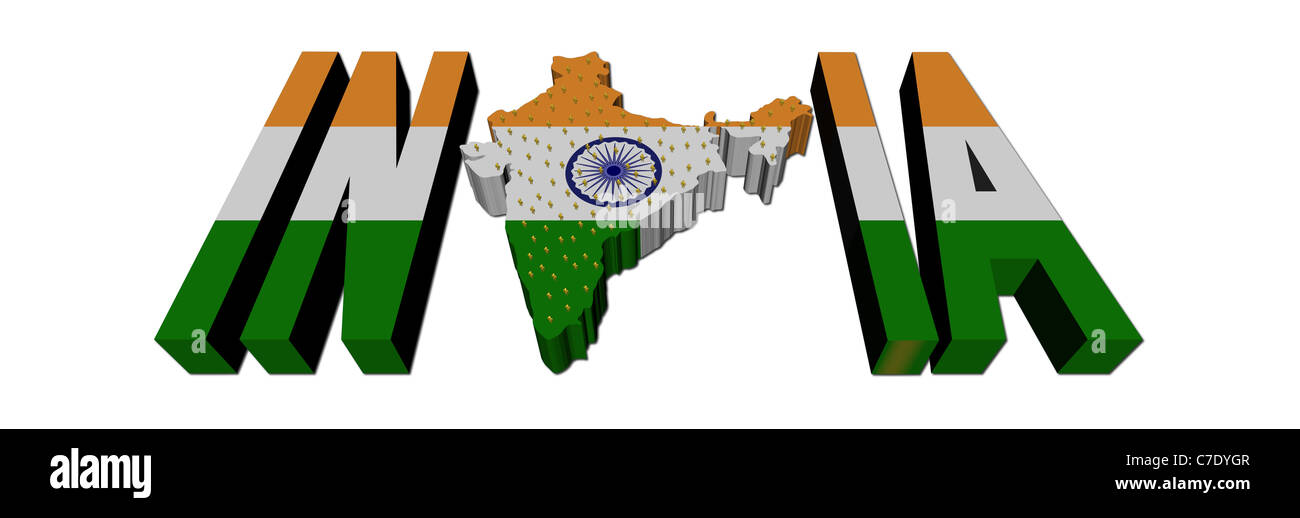 India map text with flag and population illustration Stock Photo - Alamy