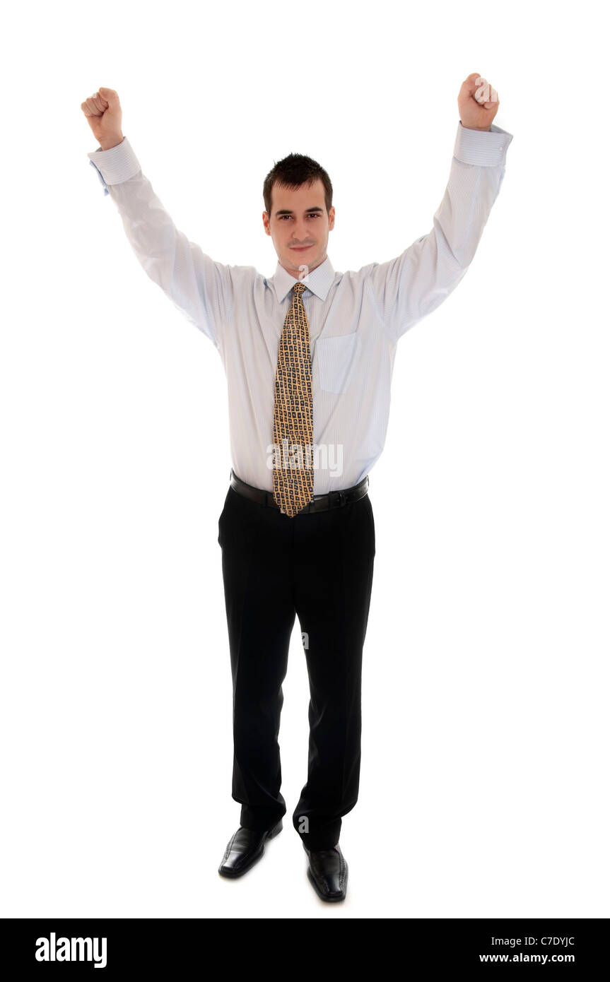 Isolated happy business man celebrating Stock Photo - Alamy