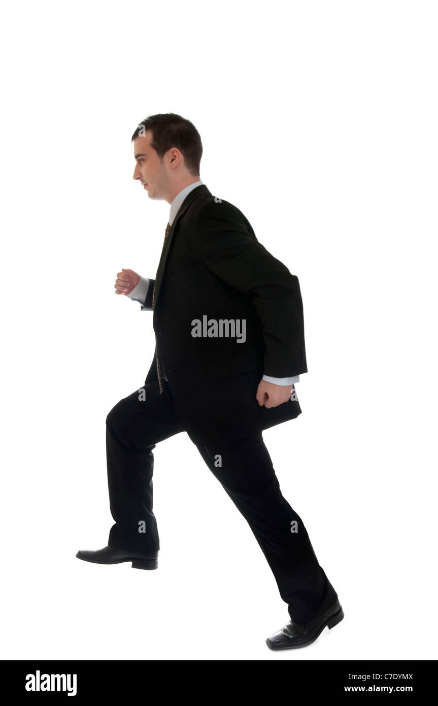 Isolated business man walking on white background Stock Photo - Alamy