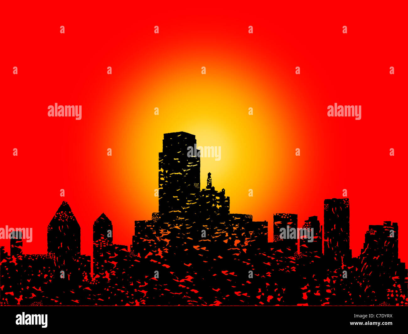 Dallas skyline sunset illustration hi-res stock photography and images ...
