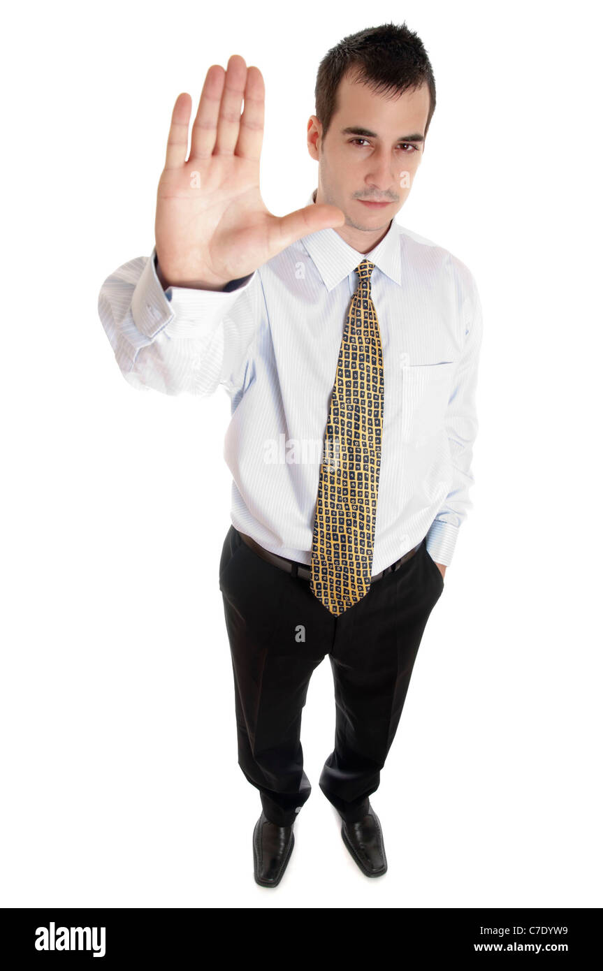 Business man showing stop sign Stock Photo - Alamy