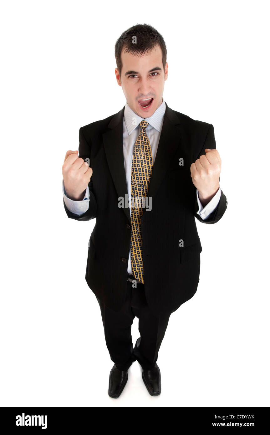 Isolated happy business man celebrating Stock Photo - Alamy
