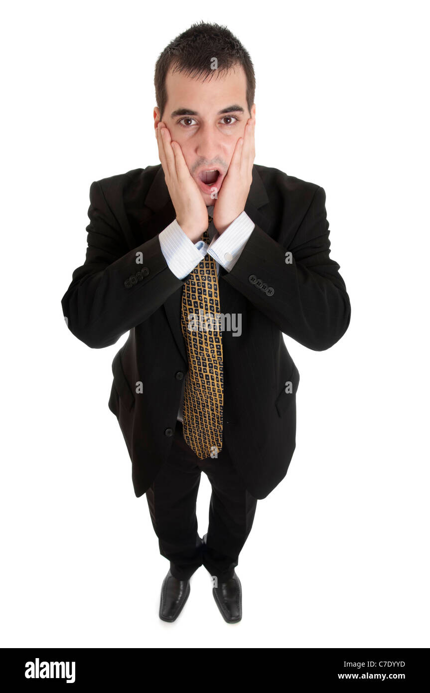 Isolated business man gesturing surprised Stock Photo - Alamy