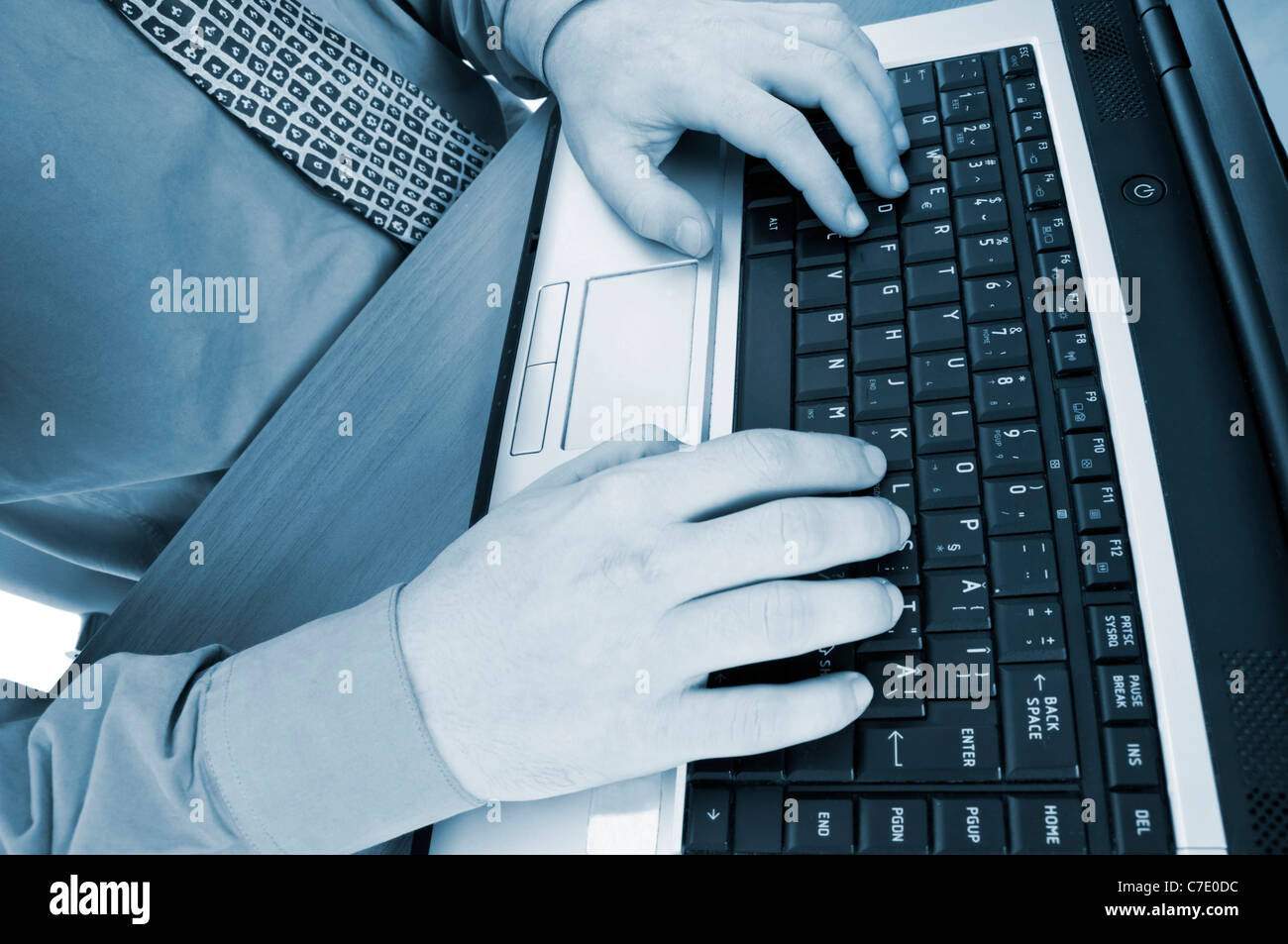 Man hand on pc keyboard Stock Photo - Alamy