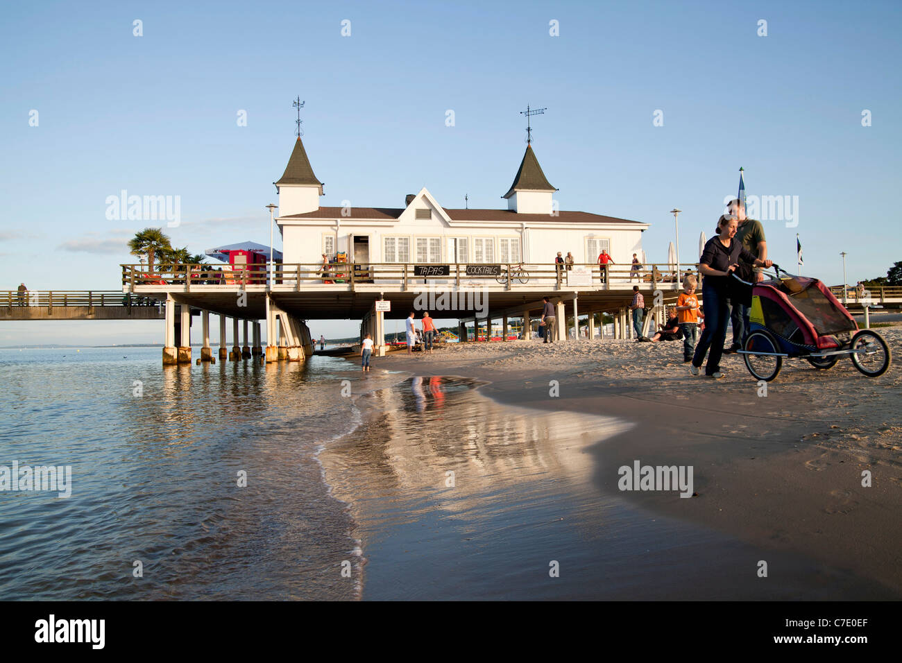 the Seebruecke or Pier at the baltic beach of the seaside resort ...