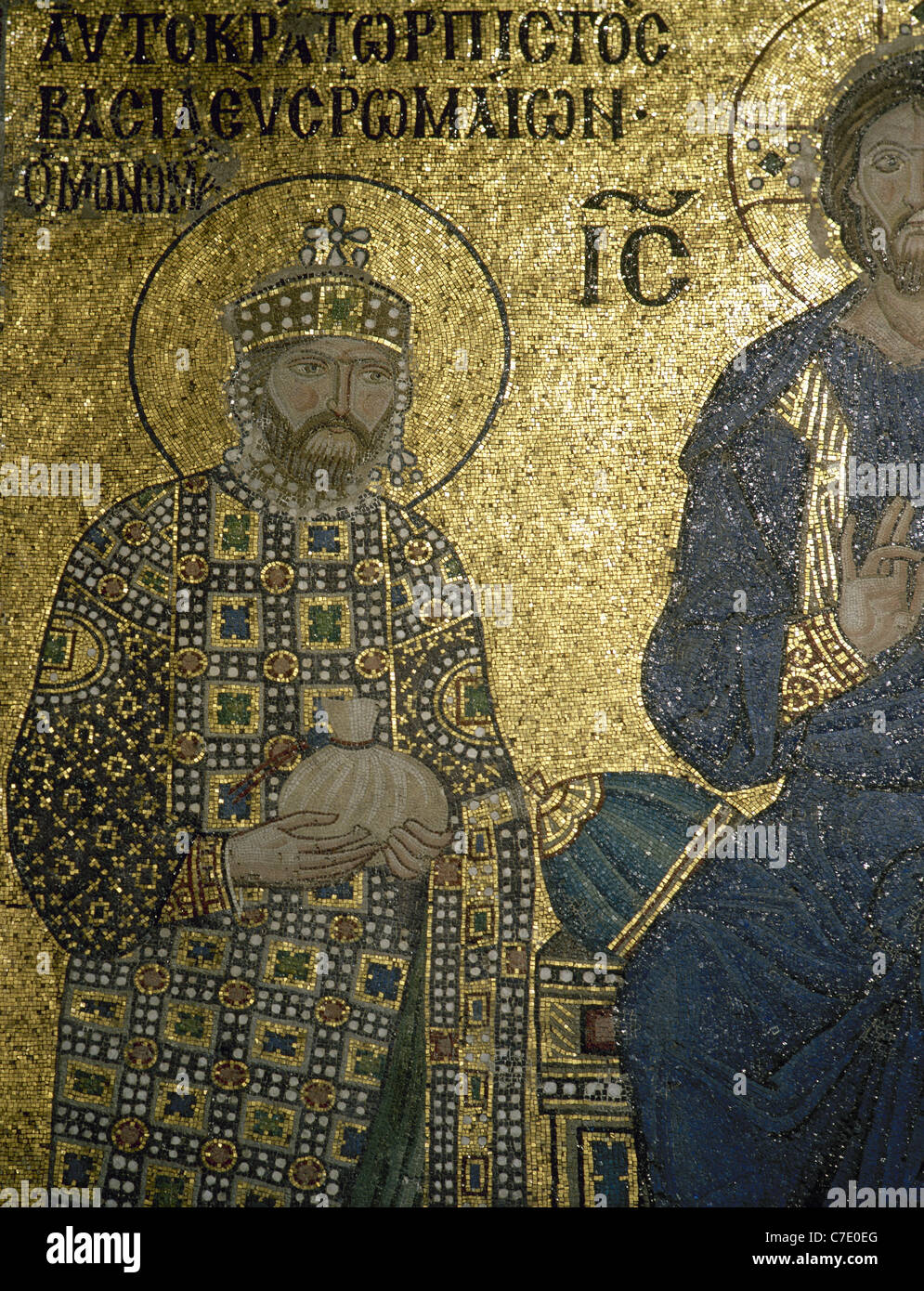 Constantine IX Monomachos (1000-1055). Byzantine emperor. Mosaic of the ...