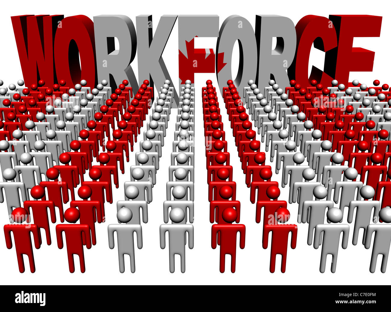 lines of people with workforce Canadian flag text illustration Stock ...