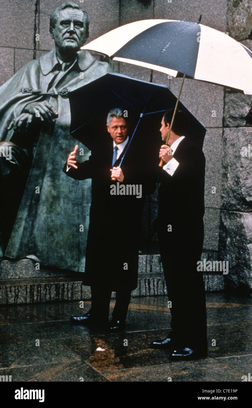 President Bill Clinton with British Prime Minister Tony Blair visit the ...