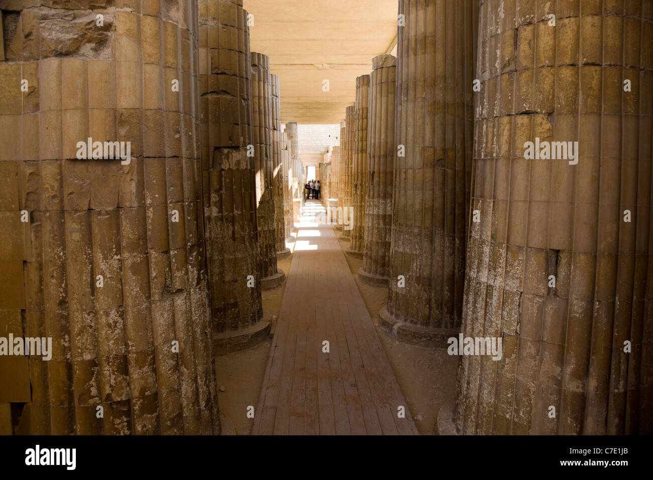 Columns in the temple complex at the step pyramid of King Zoser in ...
