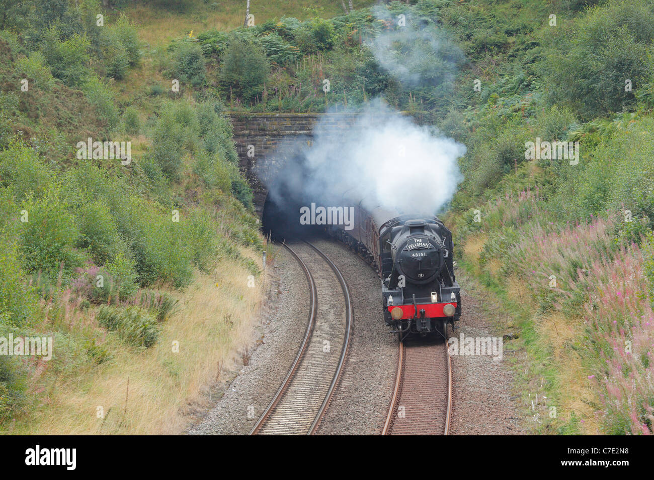 Steam train, coming out of tunnel near Armathwaite, Settle to Carlisle ...