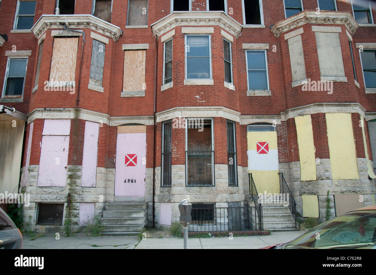 Boarded up row houses on Broadway in Baltimore Maryland USA Stock Photo ...