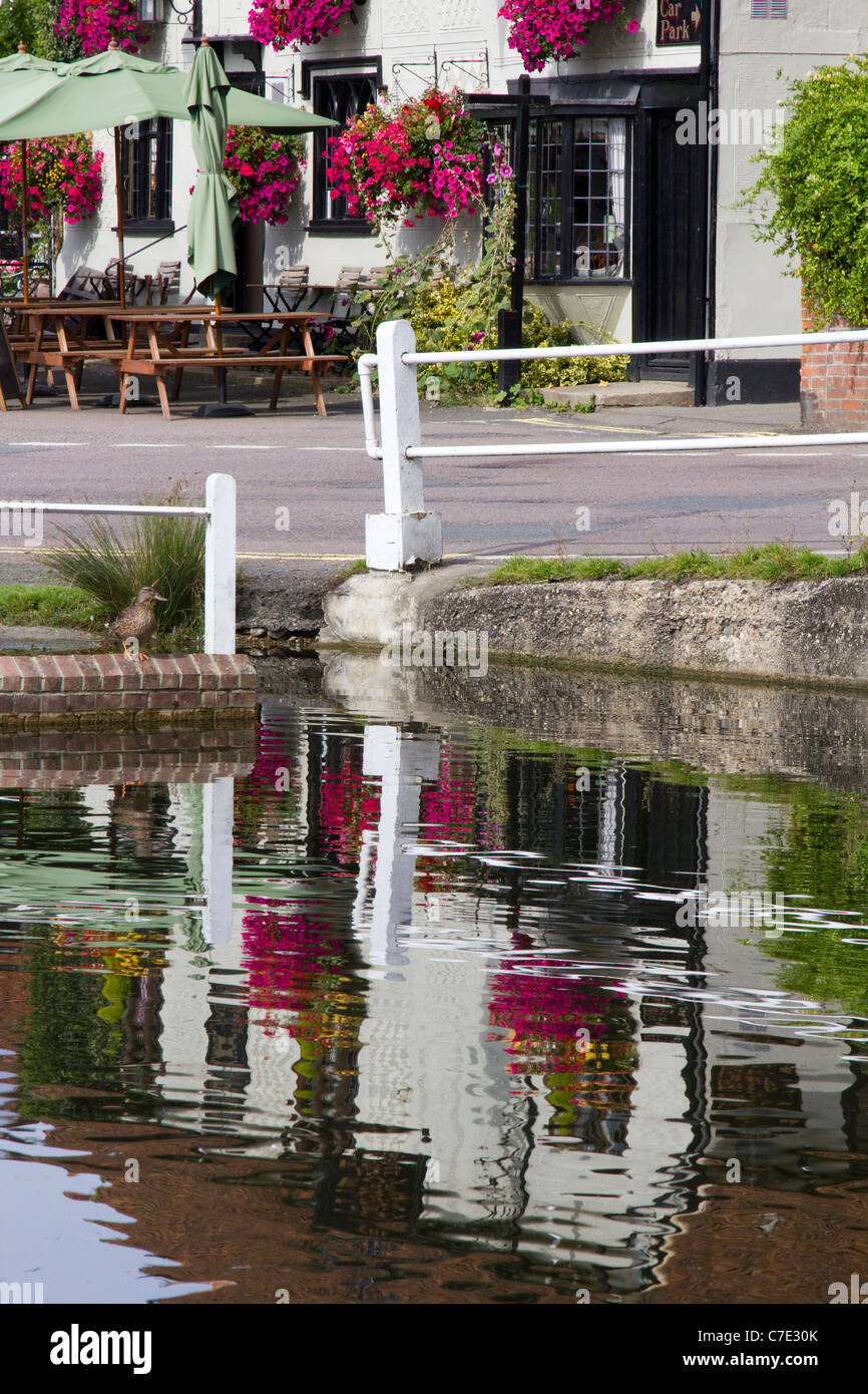 duck pond reflections finchingfield village essex england Stock Photo ...