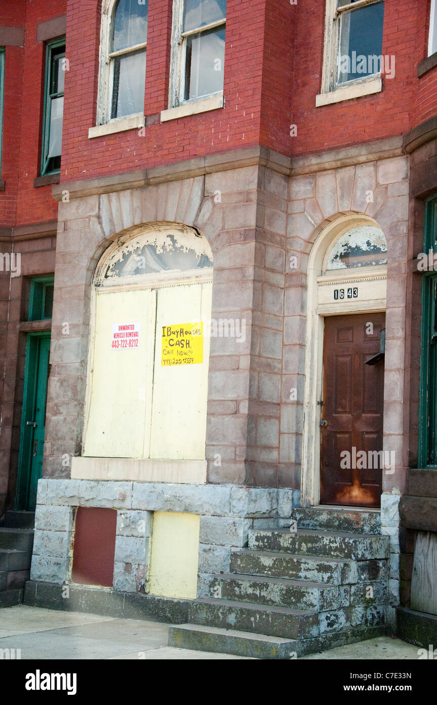 Boarded up row houses on Broadway in Baltimore Maryland USA Stock Photo ...