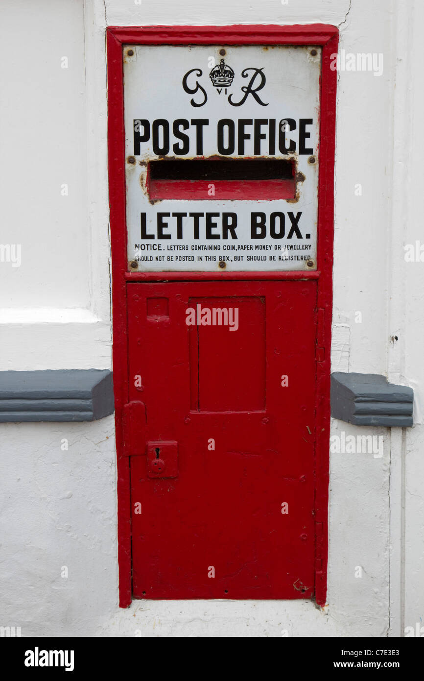 post office traditional red letter box old metal enameled sign in clare ...