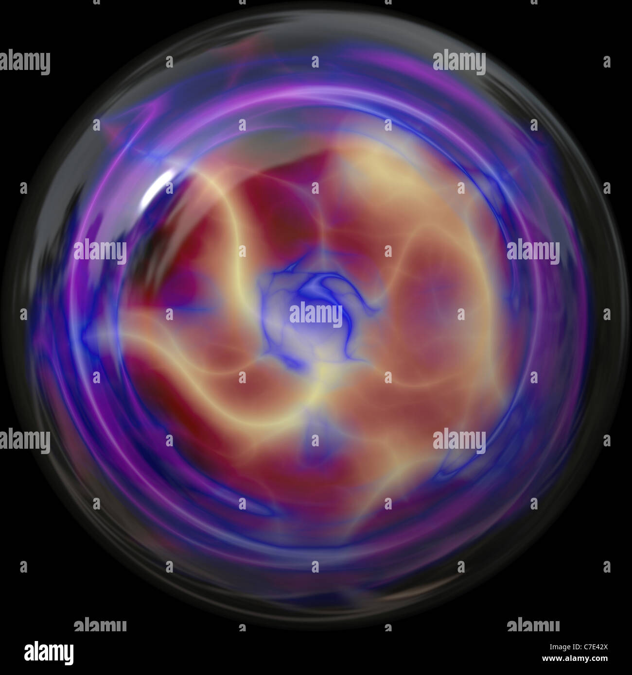 A clear glass plasma ball that is glowing many nice colors Stock Photo ...