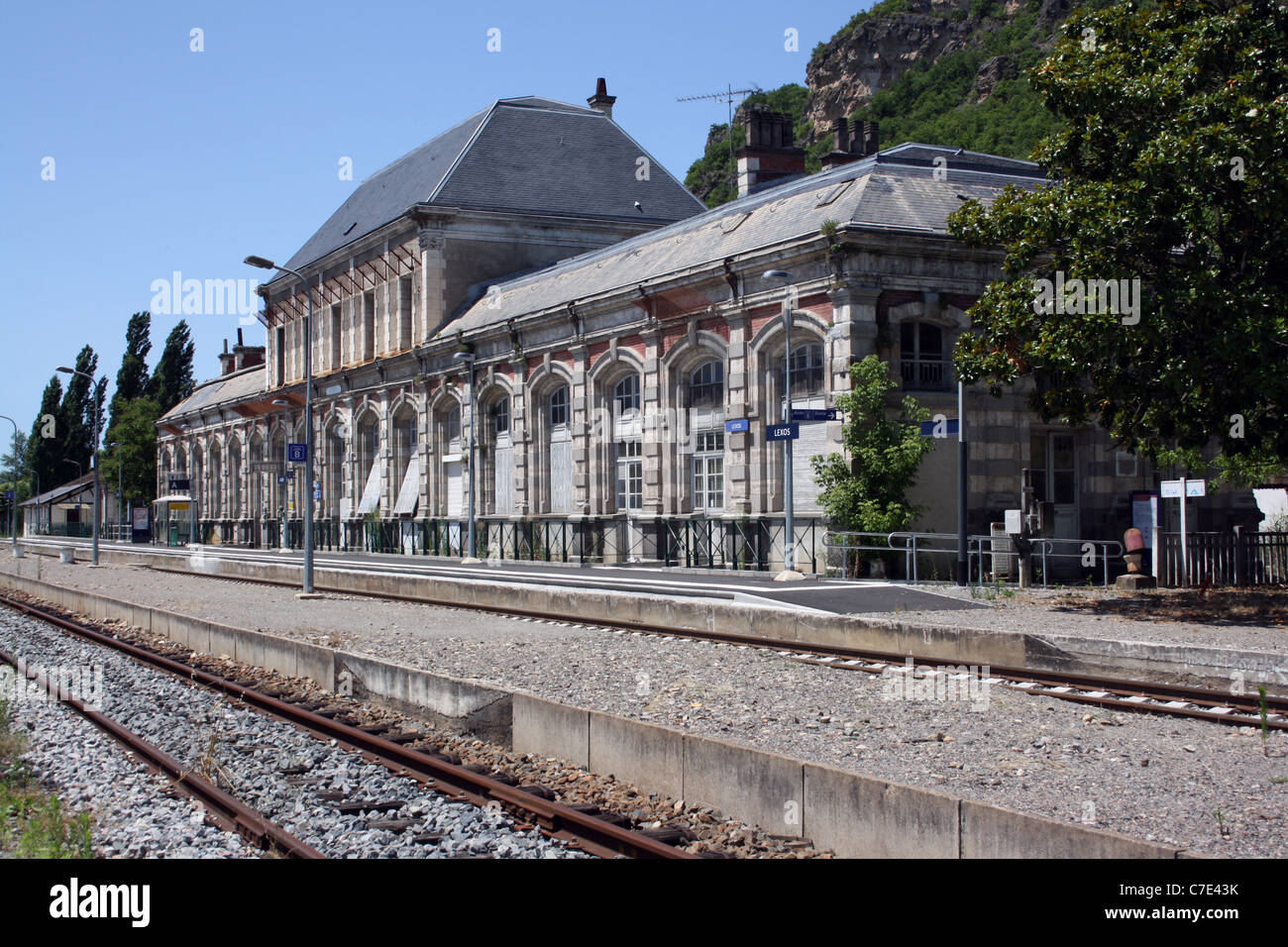 Lexos, SW France, almost abandoned railway station Stock Photo - Alamy