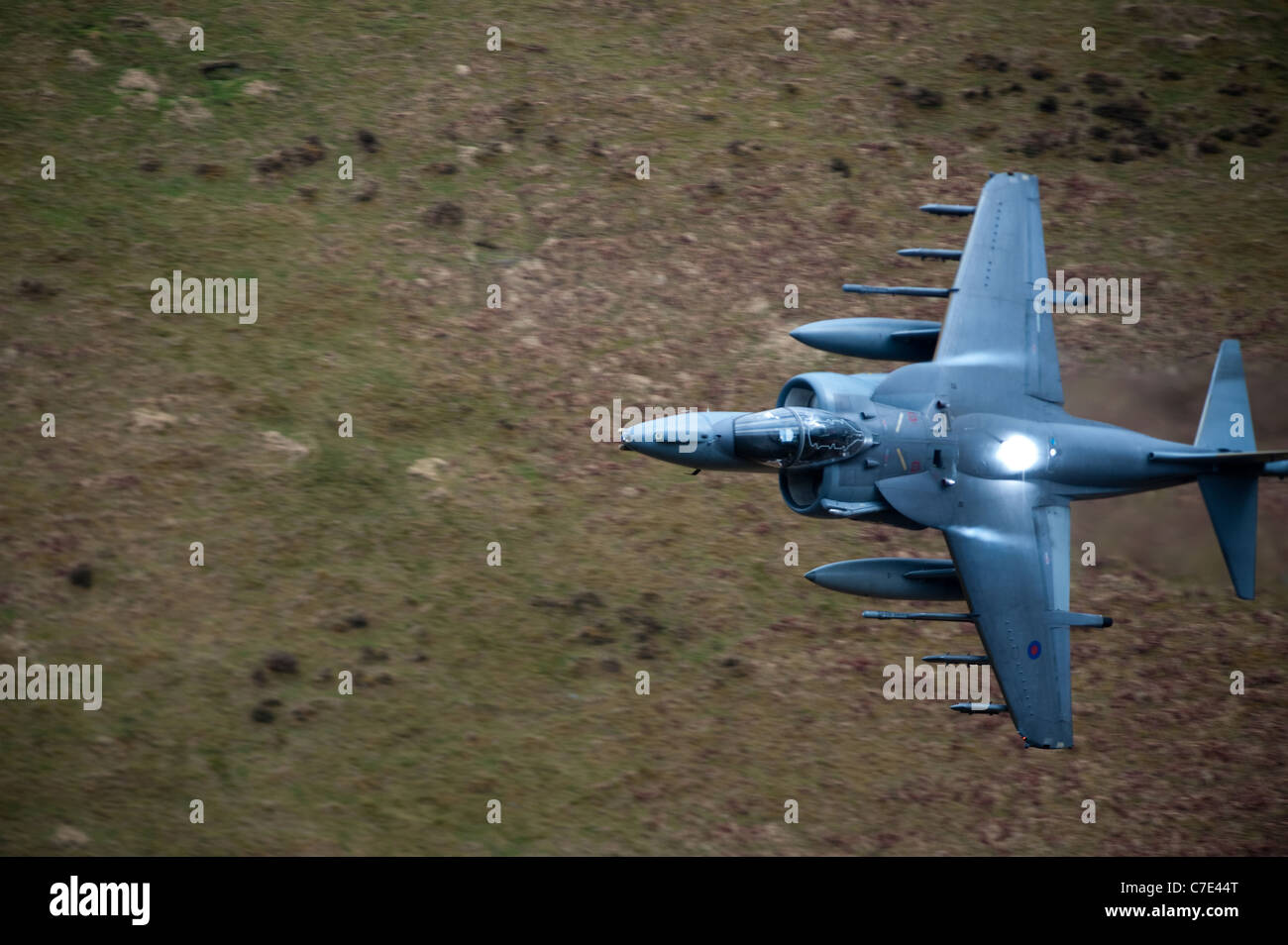 RAF Harrier GR9 attack jet fighter aircraft low level in north Wales ...