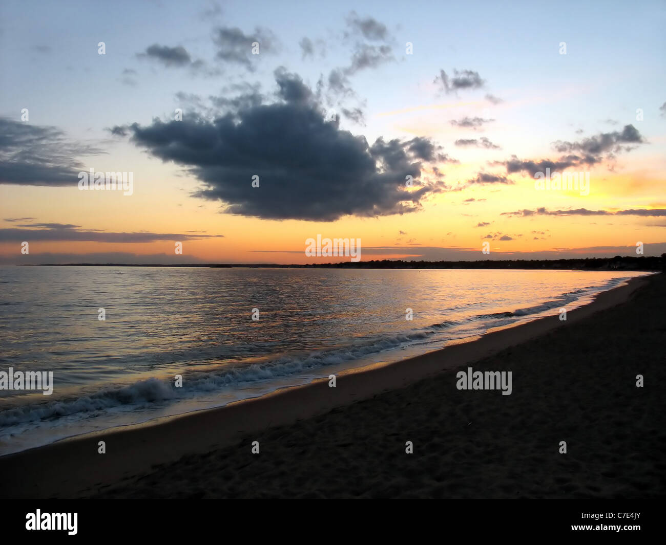A pretty sunset at a New England beach - Connecticut, USA Stock Photo ...