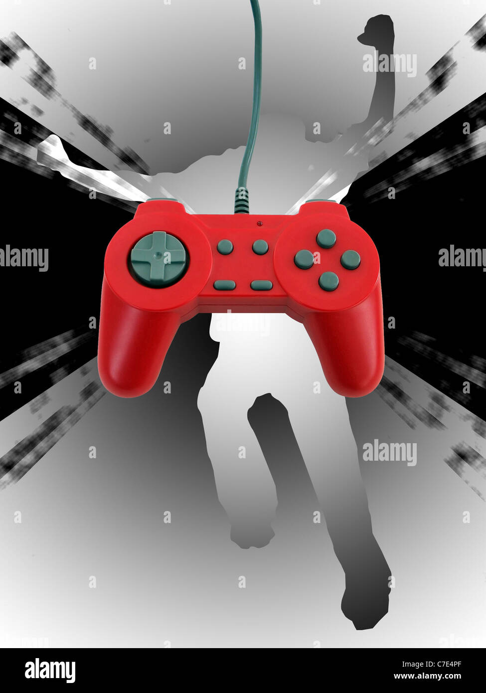 A red game controller isolated over white with plenty of copyspace ...