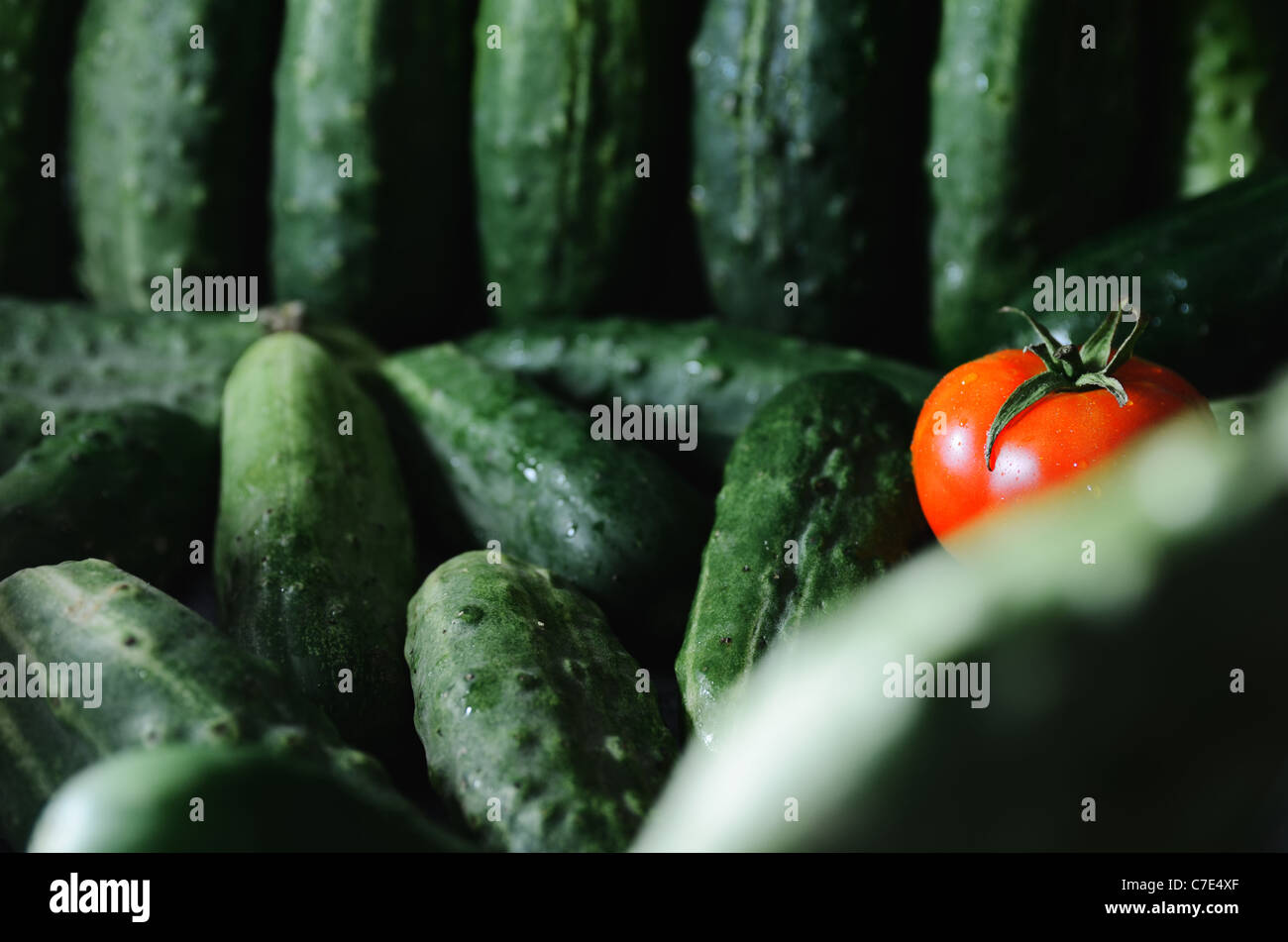 Green Cucumbers Red Tomato Stock Photo - Alamy
