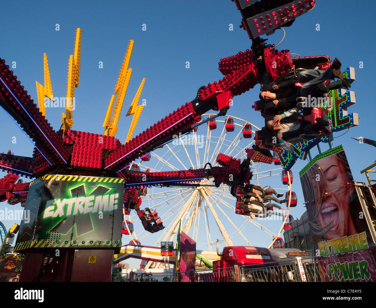 Extreme ride at Goose Fair, Nottingham England UK Stock Photo - Alamy