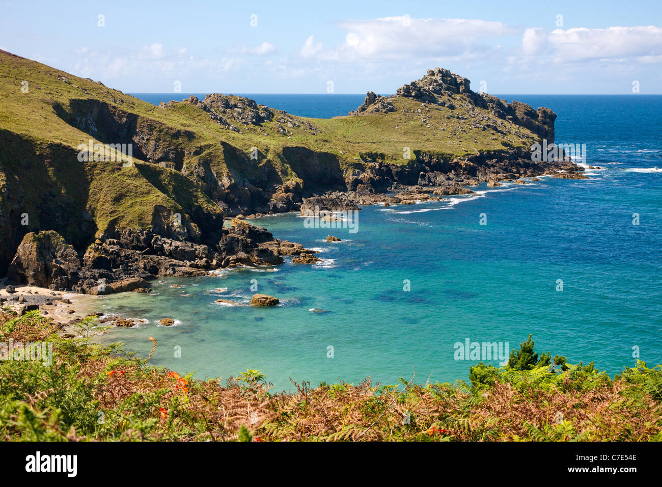 The rocky granite promontory of Gurnard's Head from Lean Point near ...