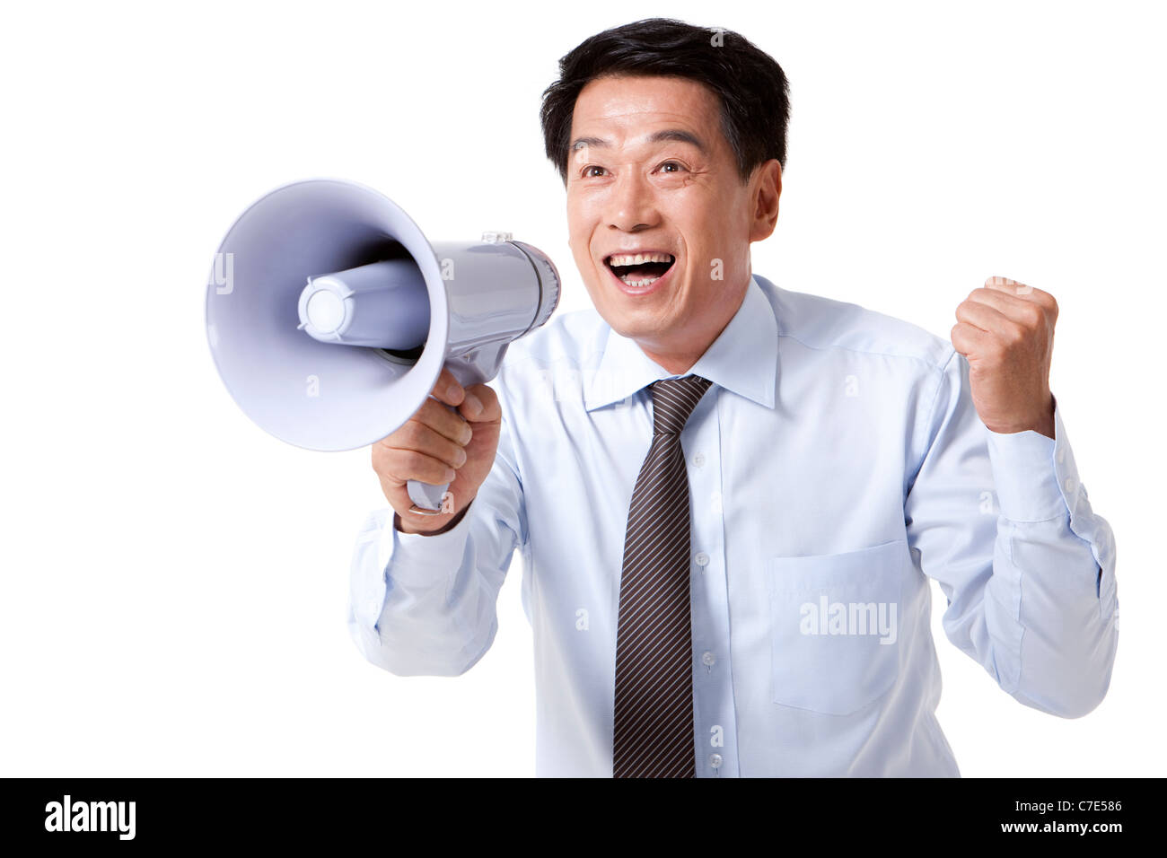 Portrait of a Businessman Cheering Stock Photo - Alamy