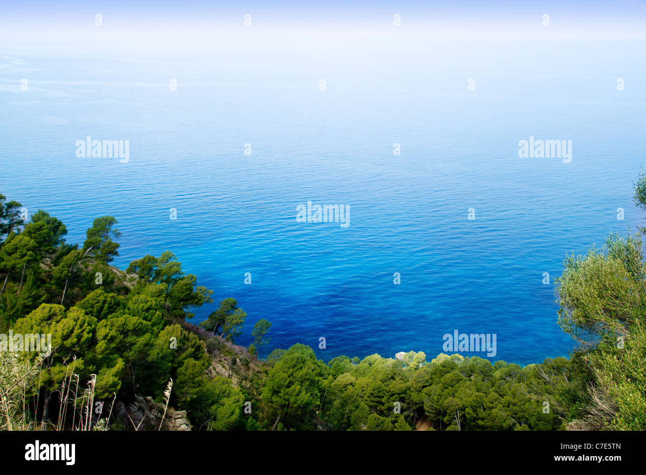 Mediterranean sea high view from Mallorca Deia Son Marroig Stock Photo ...