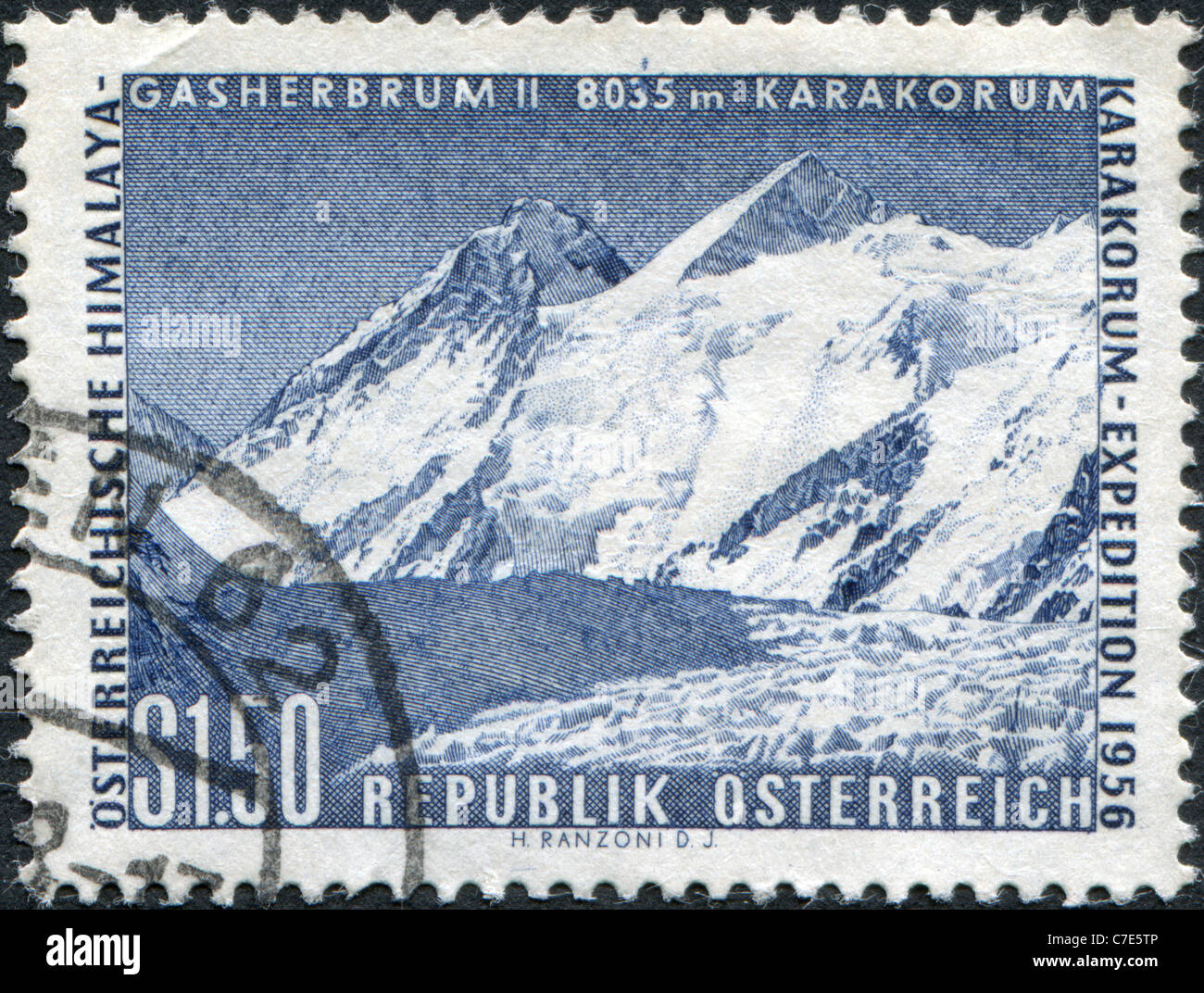 AUSTRIA - 1957: A stamp printed in Austria, shows the Himalayan ...