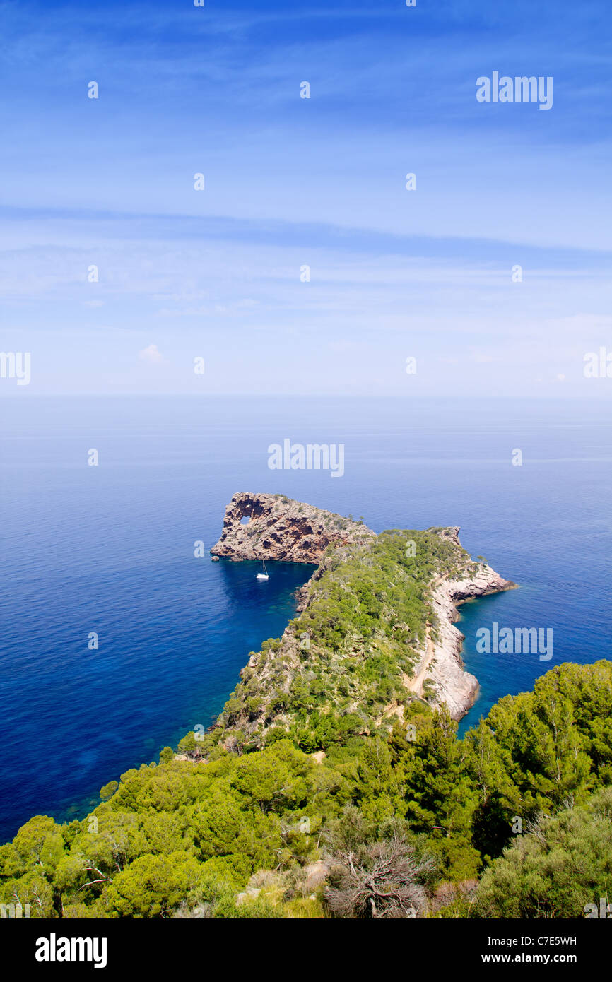 Deia Sa Foradada in mediterranean Majorca view from Can Marroig Stock ...