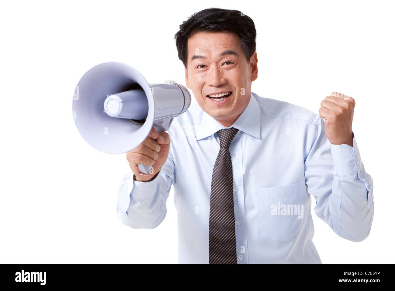 Portrait of a Businessman Cheering Stock Photo - Alamy