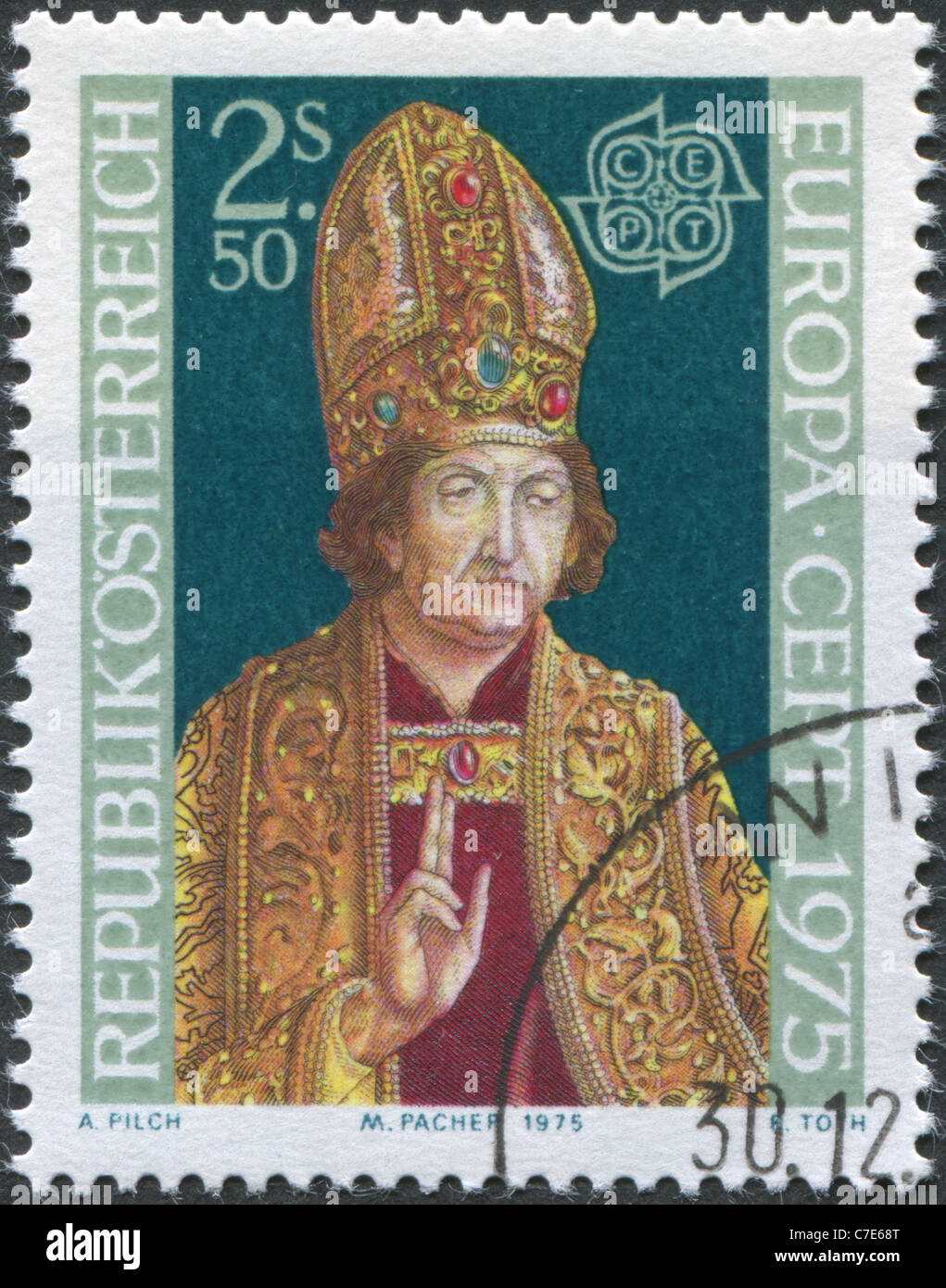 AUSTRIA - 1975: A stamp printed in Austria, shows the High Priest, by ...