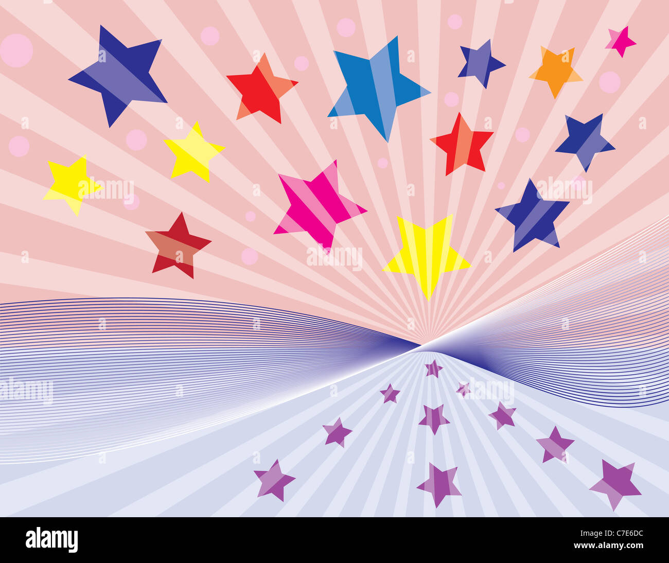 abstract illustration with ways, rays and spreading stars Stock Photo ...